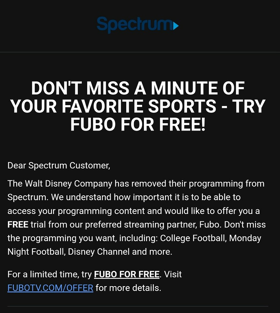 Free offer from Spectrum - Deals - Channels Community