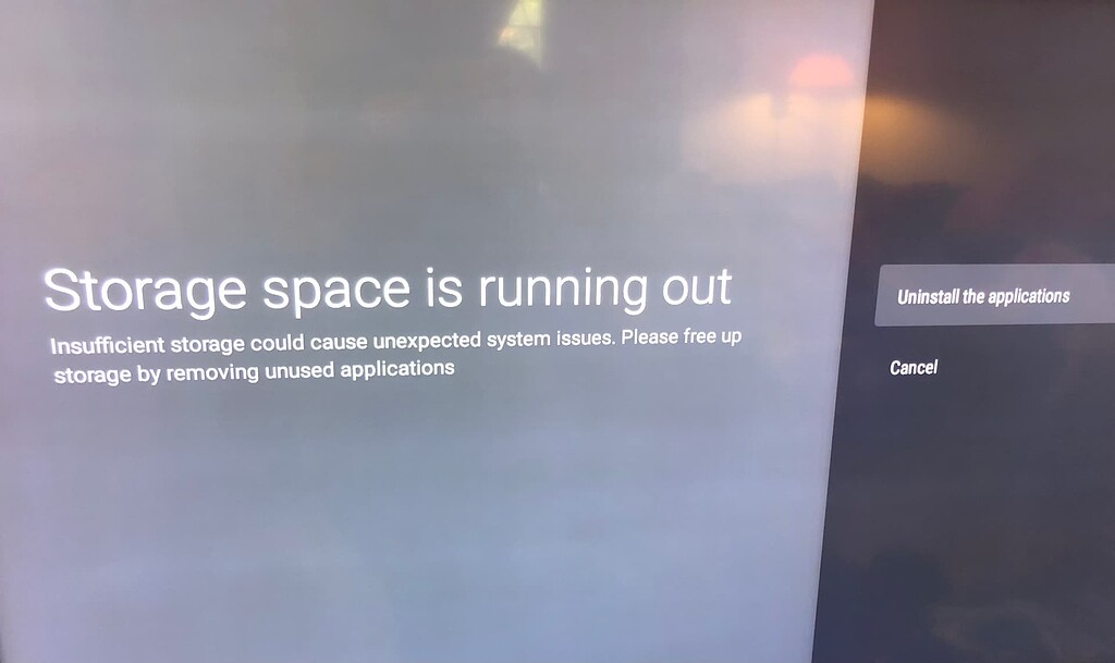 Running out of storage space - Google TV / Android - Channels Android ...