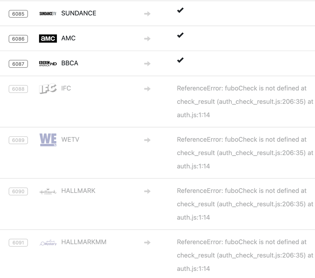 Getting a ReferenceError: fuboCheck when scanning all channels ... Getting a ReferenceError: fuboCheck when scanning all channels ...