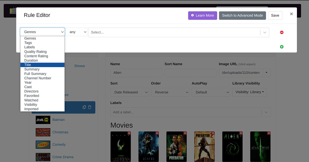 Request: Make Collection Smart Rule options the same for TV Shows as they are for Movies ...