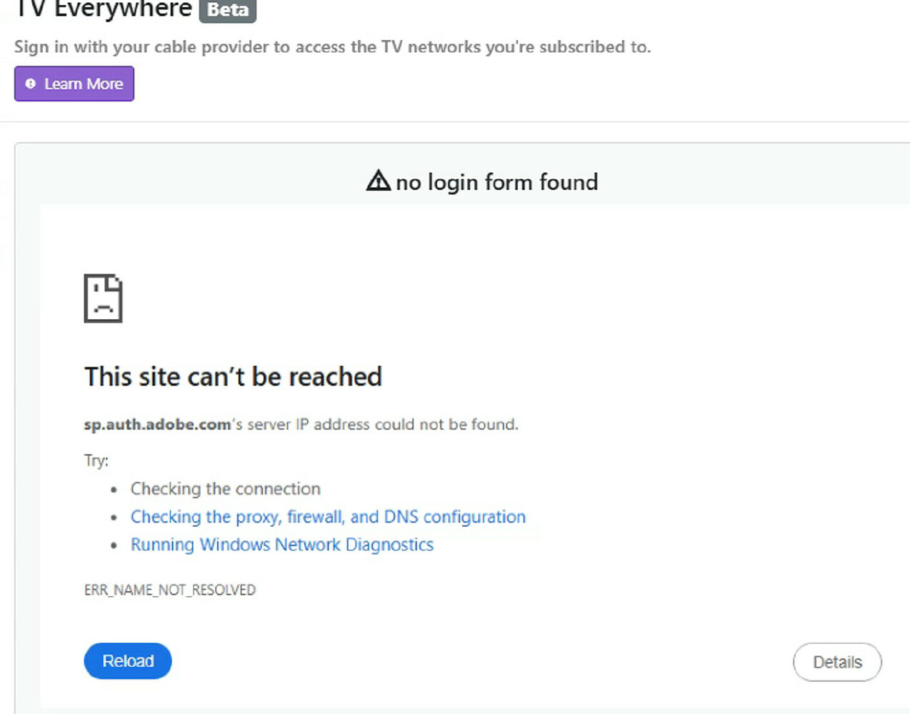 Unable to connect FS1 with Sling - TV Everywhere - Channels Community