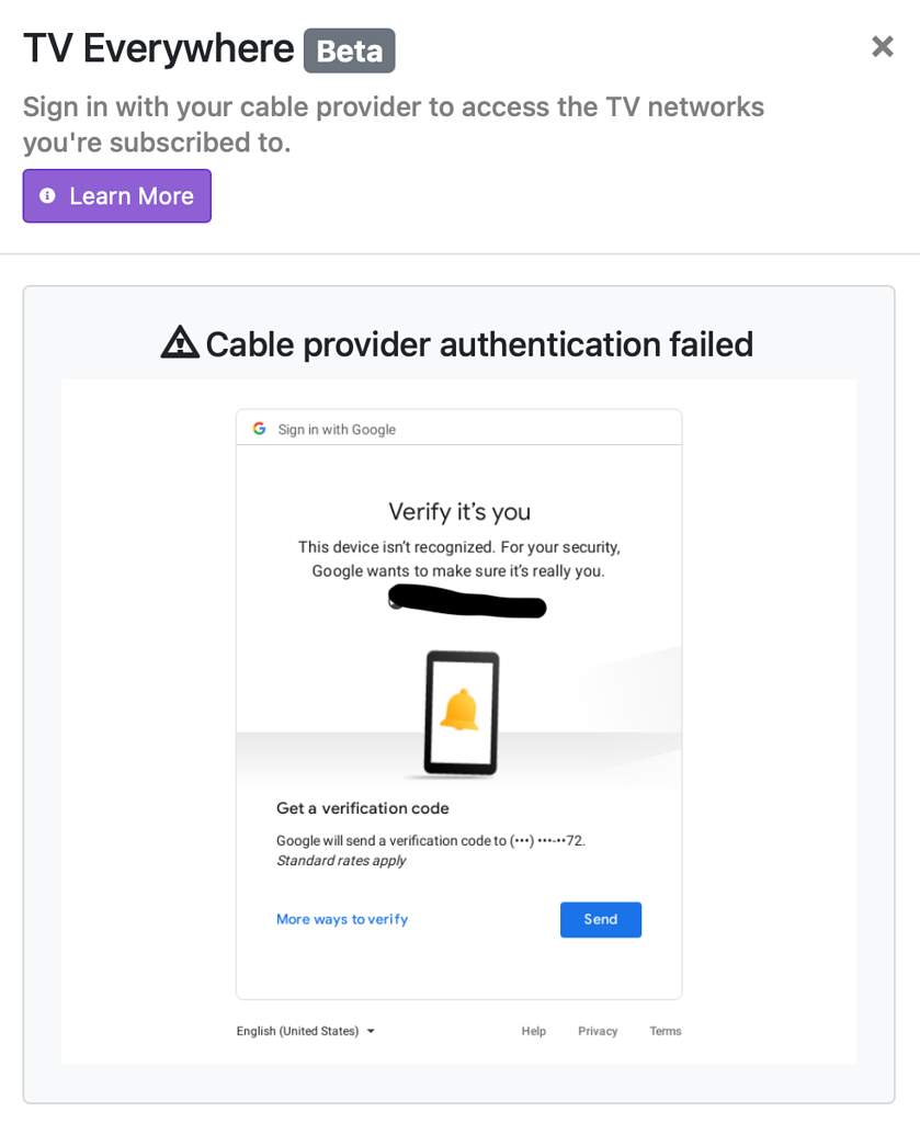 TVE authorization failure - TV Everywhere - Channels Community