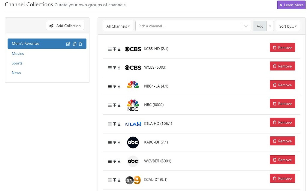 New Channel Collections filter on admin web Grid Guide out of sync ...