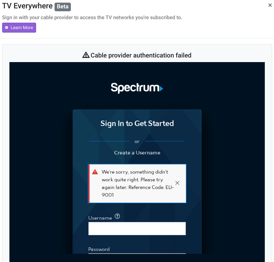 Recent Spectrum TVE Authentication Error - TV Everywhere - Channels ...