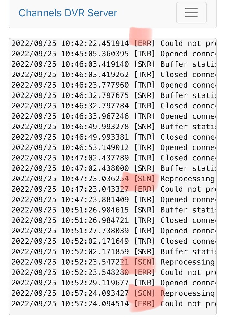 Error: Reprocessing metadata for TV - Channels DVR Server - Channels Community