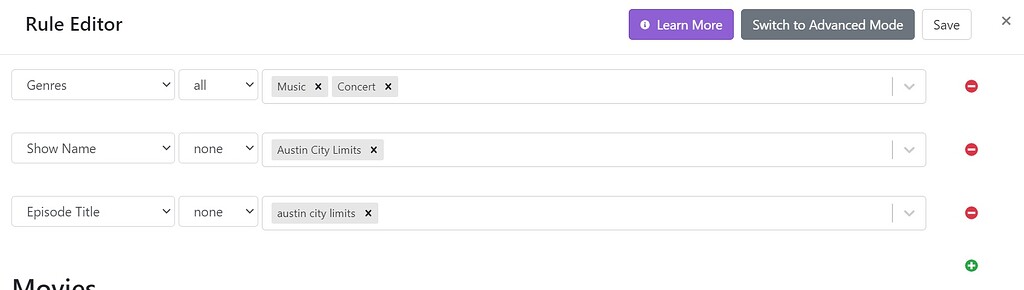 Exclude TV episodes from smart rule? - Channels DVR Server - Channels ...
