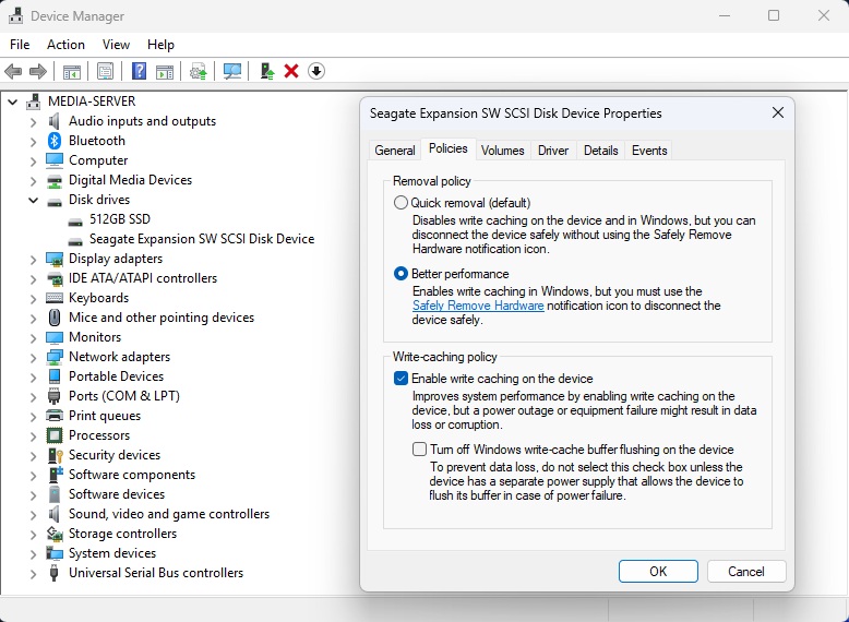 Enable write caching for external drives on Windows DVR - Hosting ...